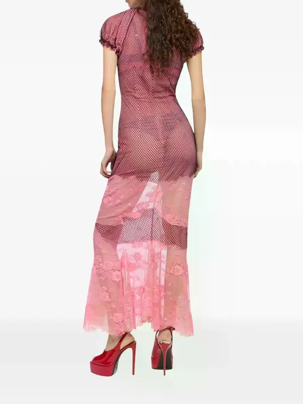 Attico Lace Geometric-pattern Midi Cotton Dress - Pink