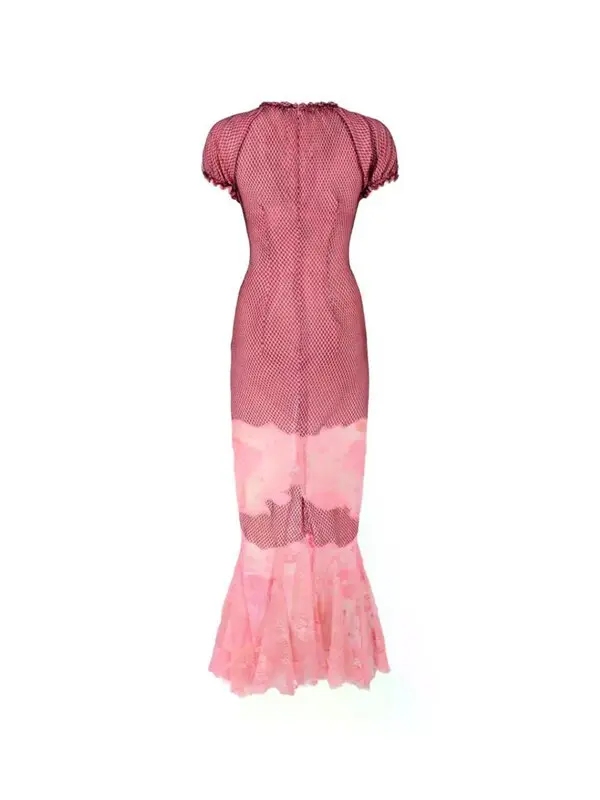 pink attico dress Attico Lace Geometric-Pattern Midi Cotton Dress - Pink