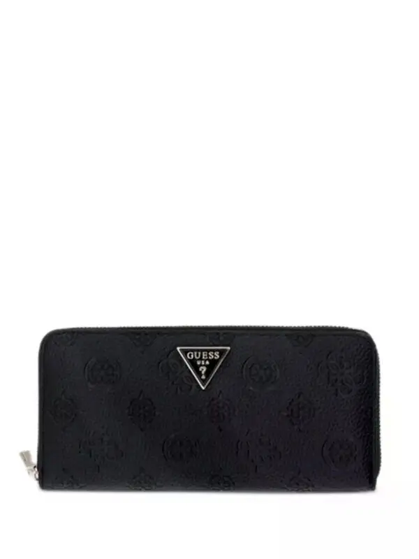 Guess Maxi Cresidia Embossed Zip Wallet - Black