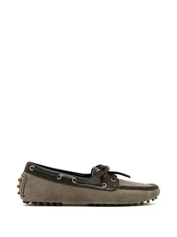 Brunello Cucinelli Lace-up Suede Boat Shoes - Neutrals