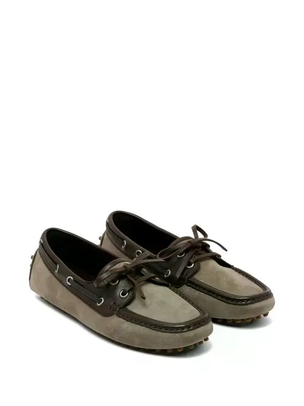 Brunello Cucinelli Lace-up Suede Boat Shoes - Neutrals