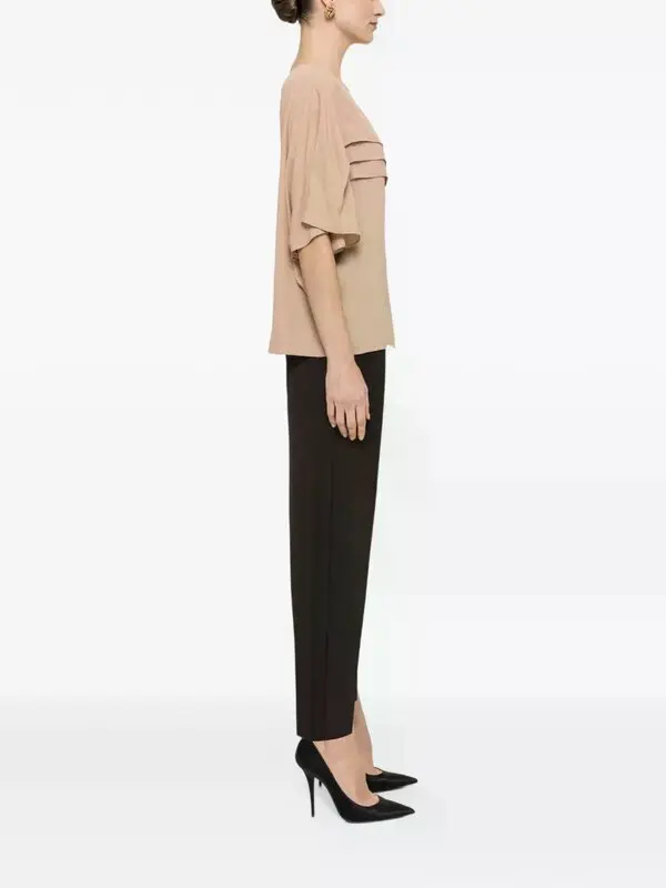 NISSA Pleat-detail Chiffon Top - Neutrals