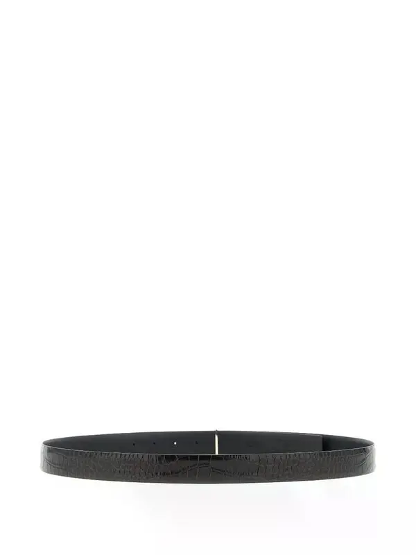 TOM FORD T-buckle Crocodile-effect Belt - Black