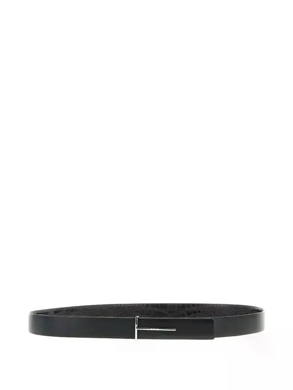 TOM FORD T-buckle Crocodile-effect Belt - Black