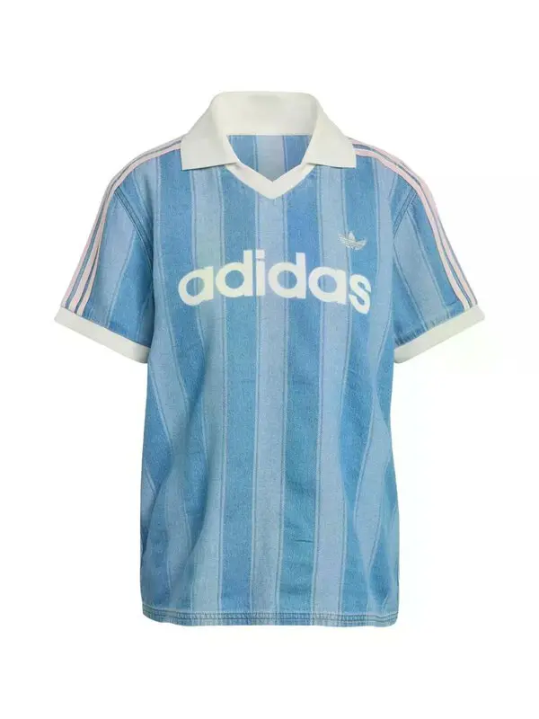 Adidas Striped V-neck Jersey - Blue