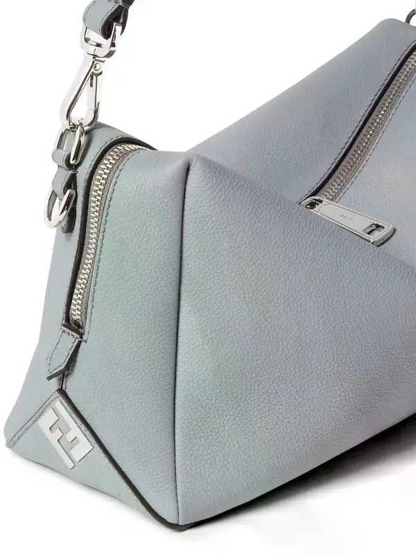 Fendi Leather Messenger Bag - Grey
