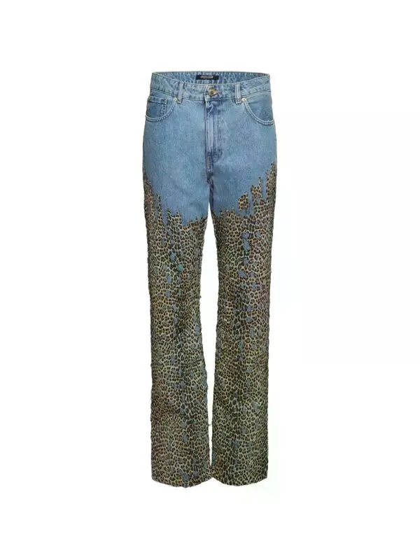 Roberto Cavalli Leopard-print Five-pocket Jeans