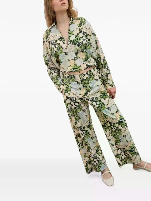 OTTOD'AME Floral Drawstring Shirt - Neutrals