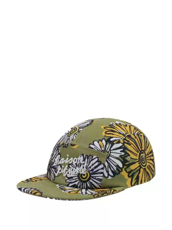 Maison Kitsuné Floral-patterned Cap - Green