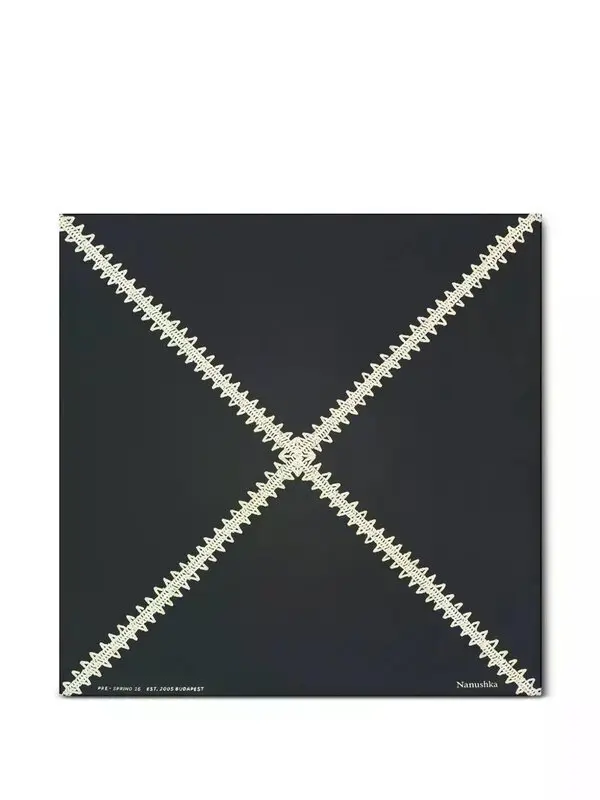 Nanushka Crochet Silk Scarf - Black