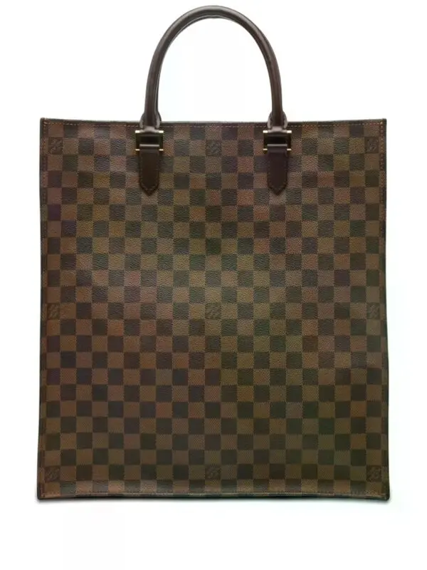 LOUIS VUITTON 2005 Damier Ebene Sac Plat Tote - Brown