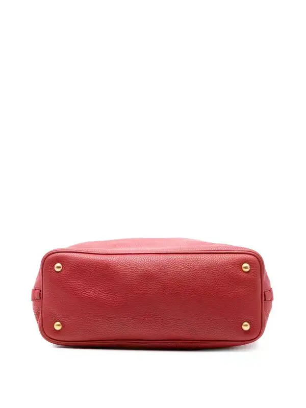 Prada Vitello Daino Side Zip Shopper Tote Satchel - Red
