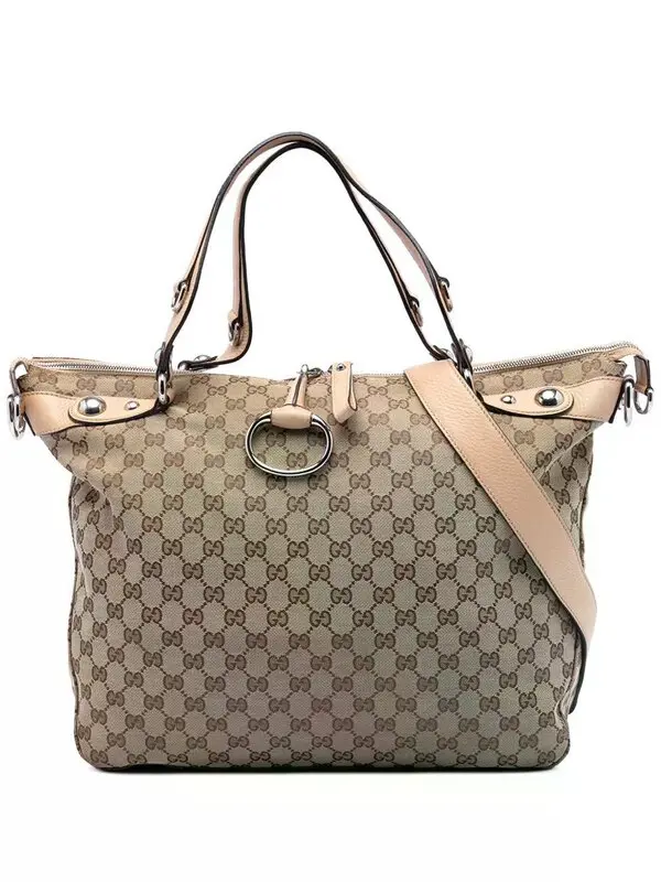 Gucci Gg Canvas Icon Bit Satchel - Neutrals