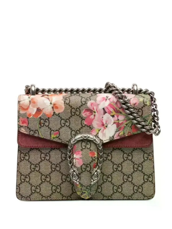 Gucci Gg Supreme Blooms Dionysus Crossbody Bag - Neutrals