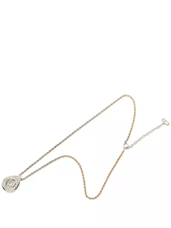 Dior Logo Tear Drop Pendant Necklace - Gold