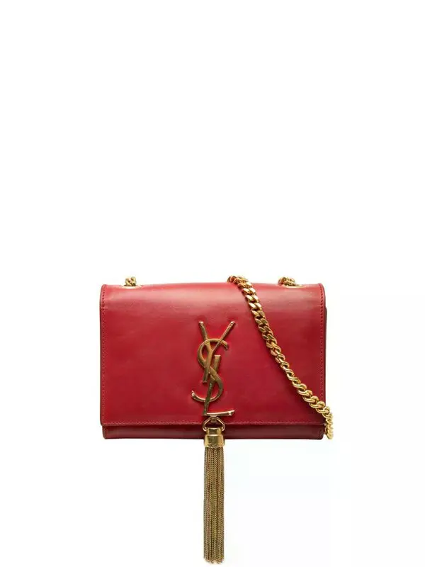 Saint Laurent 2013 Small Leather Monogram Kate Tassel Crossbody Bag - Red