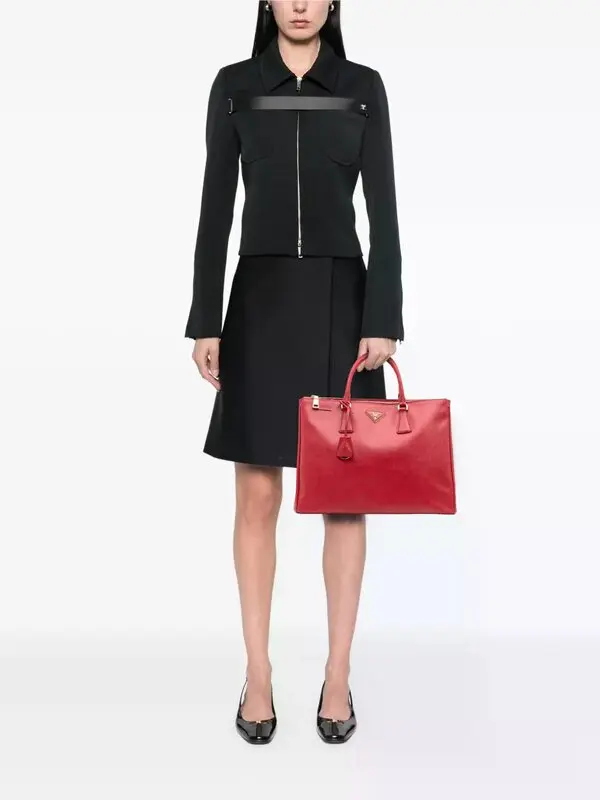 Prada Large Saffiano Lux Galleria Double Zip Satchel - Red