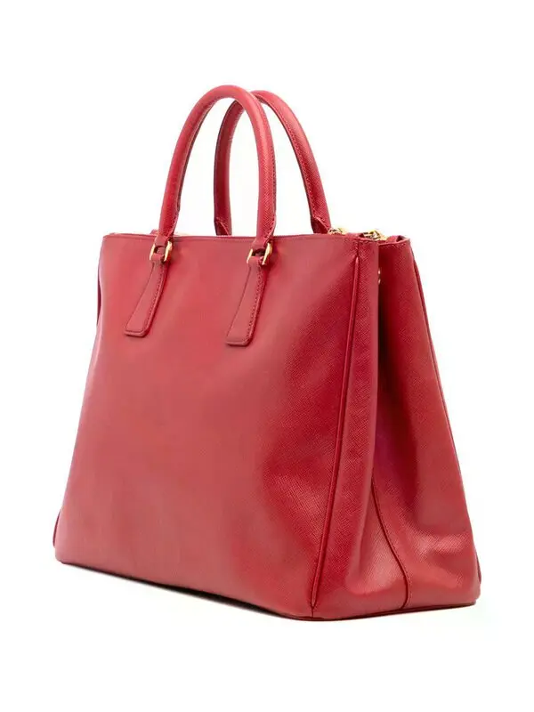 Prada Large Saffiano Lux Galleria Double Zip Satchel - Red