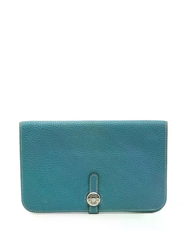 Hermès 2005 Togo Dogon Duo Wallet Gm Long Wallets - Blue