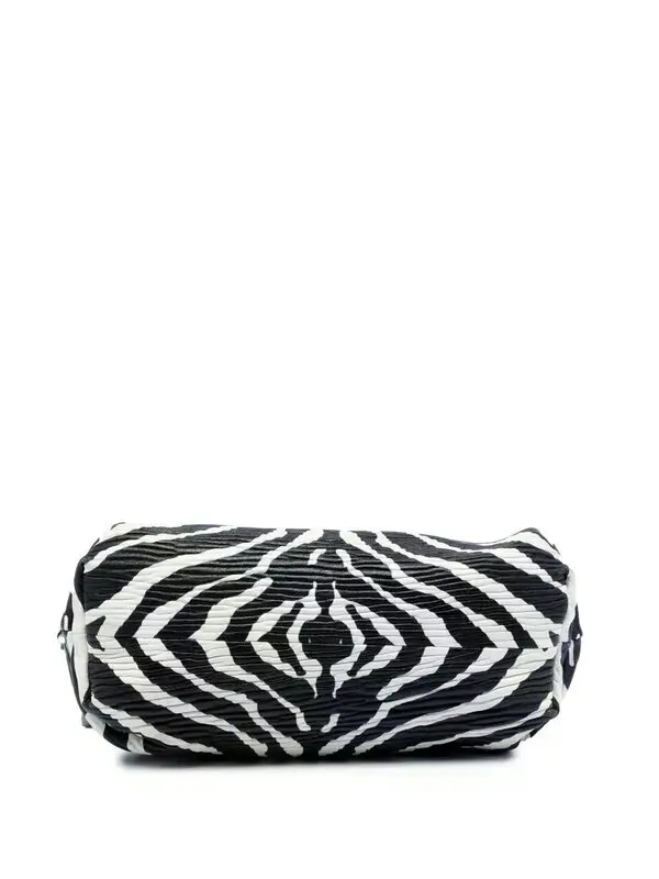 Bottega Veneta Textured Nappa Zebra Print Chain Pouch - Black
