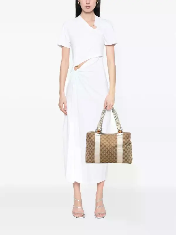 Gucci Medium Gg Canvas Bamboo Libeccio Tote Bag