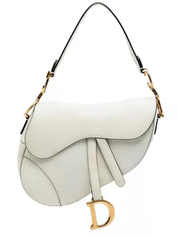 Dior 2018 Grained Calfskin Saddle Bag - White