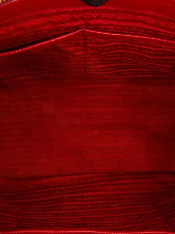 Prada Galleria Saffiano Lux Double Zip Satchel - Red