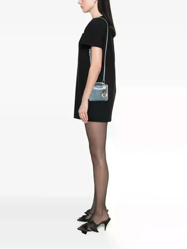Dior 2022 Micro Lambskin Cannage Lady Satchel - Blue