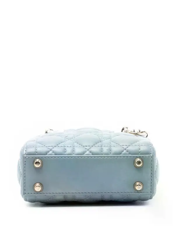 Dior 2022 Micro Lambskin Cannage Lady Satchel - Blue