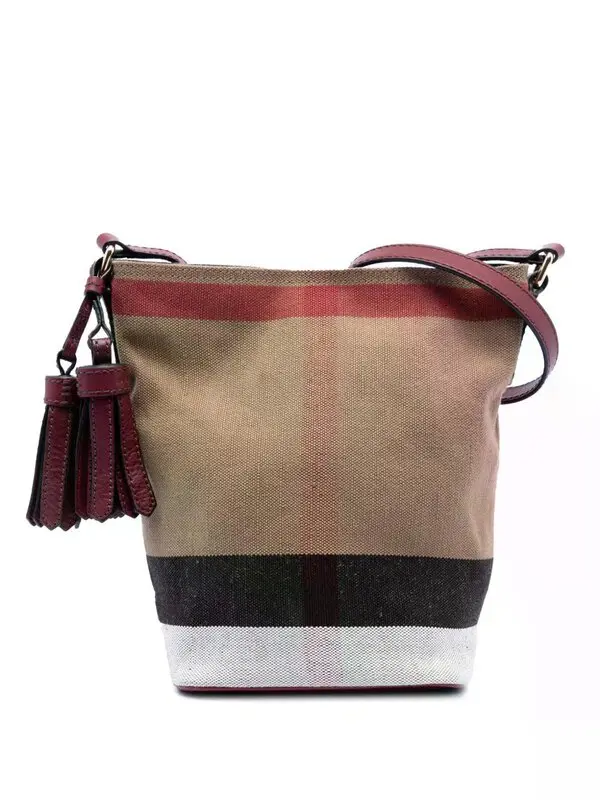 Burberry Mini Mega Check Ashby Tassel Bucket Bag