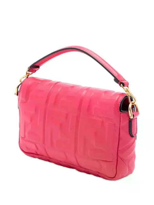 Fendi 2000-2010 Mini Zucca Embossed Leather Baguette Satchel - Pink