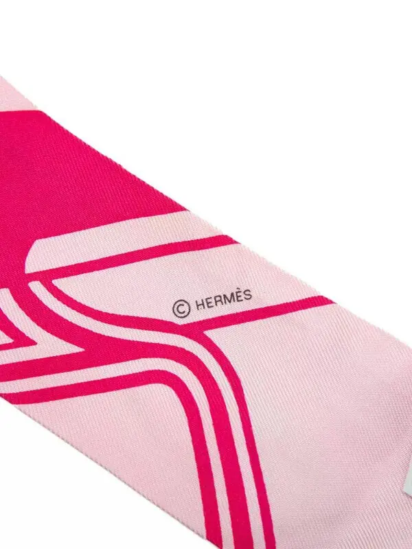 Hermès 20th Century Les Coupes Tattoo Twilly Silk Scarf Scarves - Pink