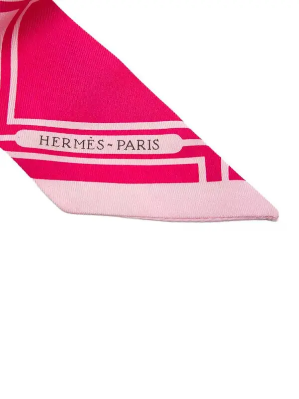 Hermès 20th Century Les Coupes Tattoo Twilly Silk Scarf Scarves - Pink