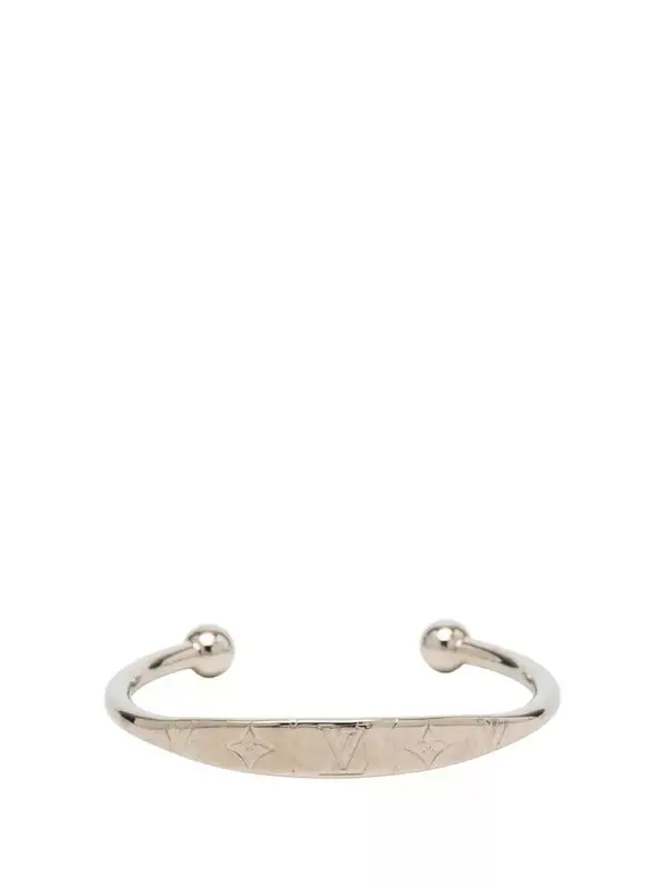 LOUIS VUITTON 2019 Palladium Plated Monogram Jonc Cuff Bracelet Costume Bracelet - Silver