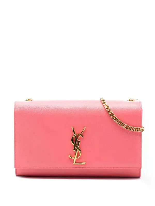 Saint Laurent 2015 Medium Grain De Poudre Monogram Kate Crossbody Bag - Pink