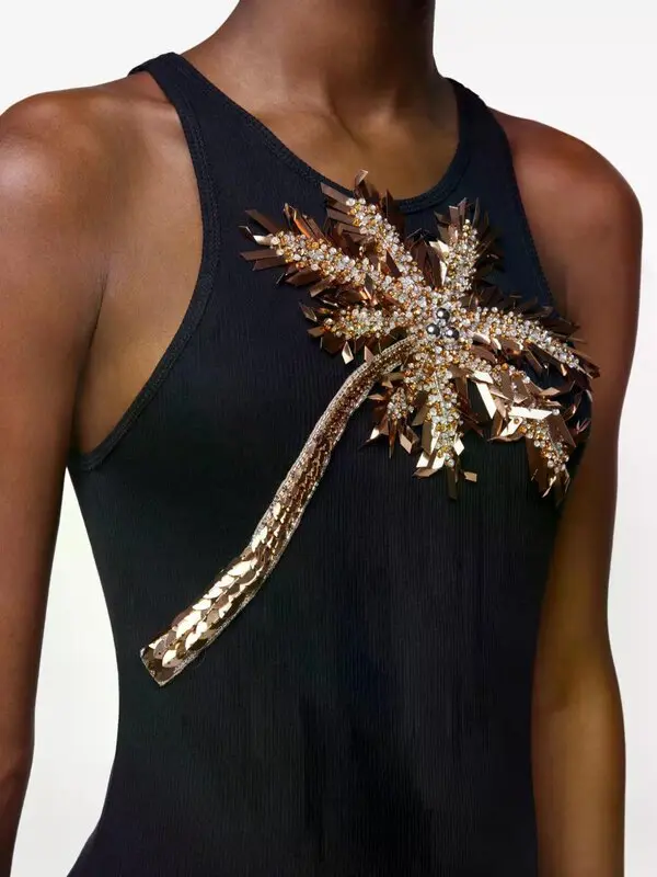 Rabanne Embroidered Palm Tree Maxi Dress