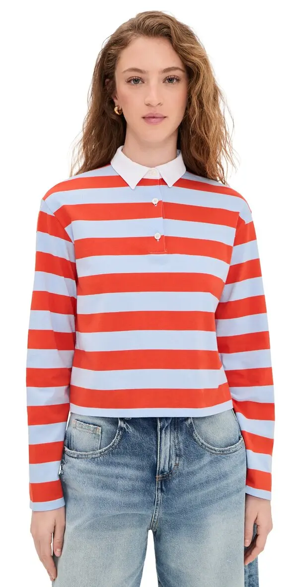 Kule The Lexie Rugby Polo - Light Blue/poppy