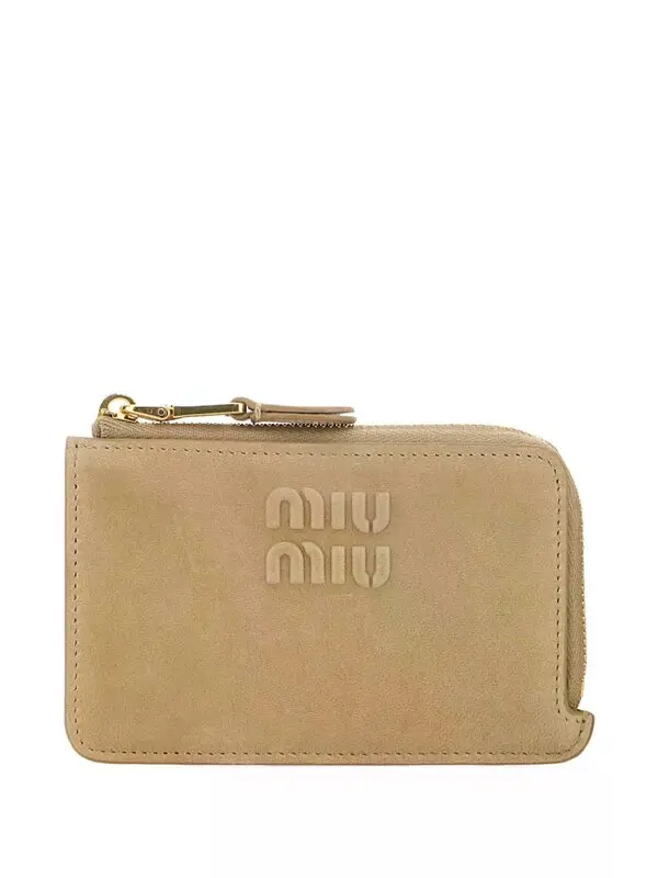 Miu Miu Embossed Leather Card Holder - Neutrals