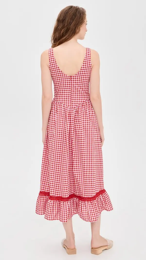 Peixoto Liam Midi Dress In Gingham Check - Sriracha Gingham