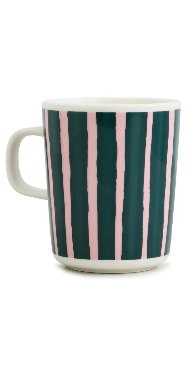 Marimekko Oiva Piccolo Mug - White/pink/dark Green