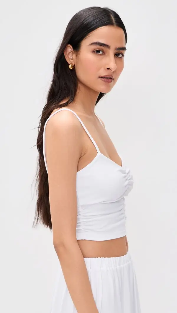 Susana Monaco Gathered Sweetheart Neck Tank Top