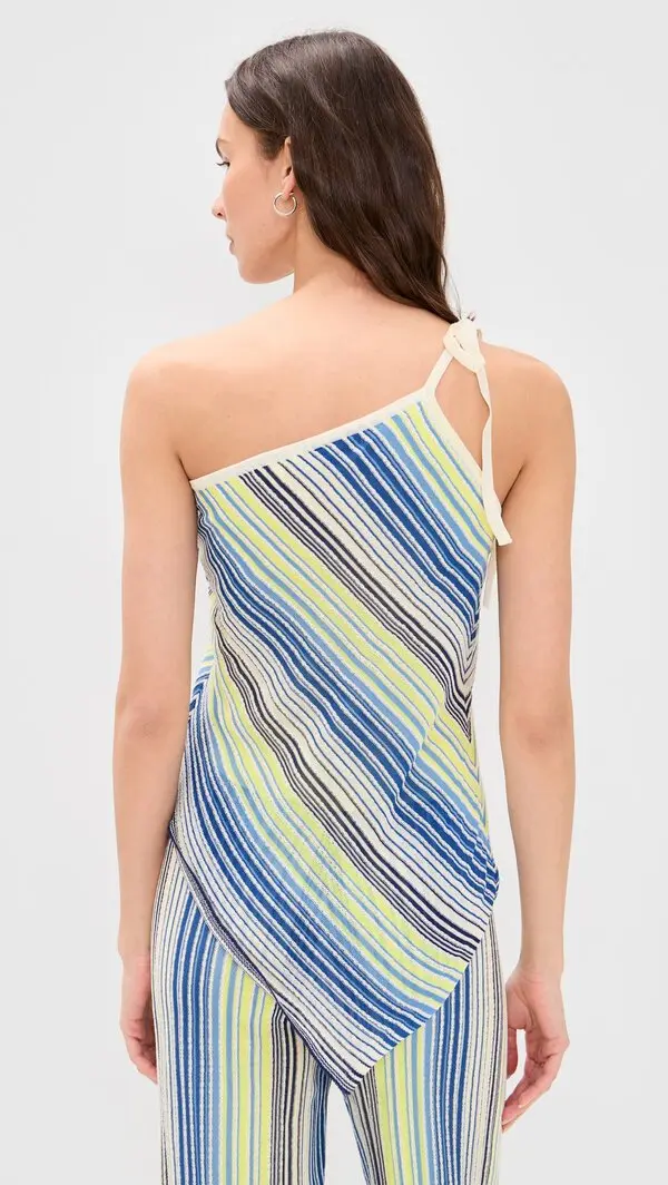 Line & Dot One Shoulder Striped Knit Sweater Top