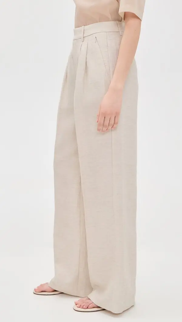Good American Linen Blend Wide Leg Trousers