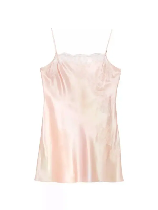 Carine Gilson Lace-detail Silk Slip - Pink