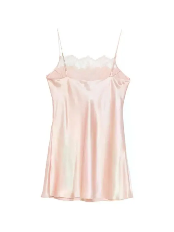 Carine Gilson Lace-detail Silk Slip - Pink
