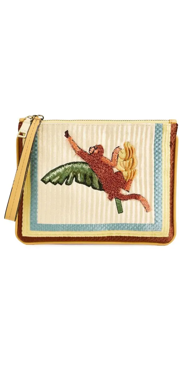 ALEMAIS Mokshini Monkey Embroidered Clutch - Multi