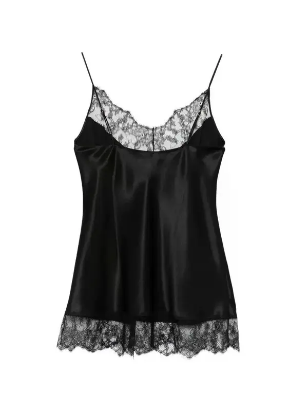 Carine Gilson Silk Slip Dress With Lace Trim