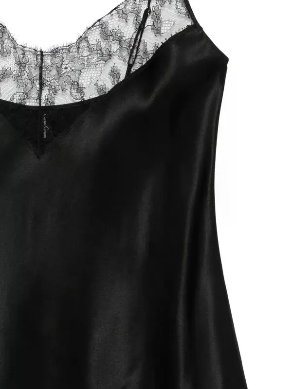 Carine Gilson Silk Slip Dress With Lace Trim
