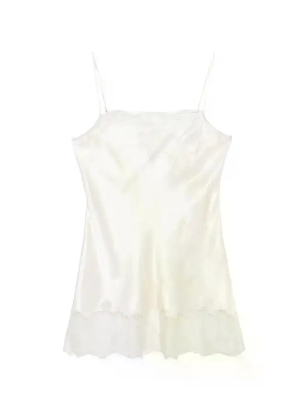 Carine Gilson Lace-detail Silk Slip Dress - Neutrals