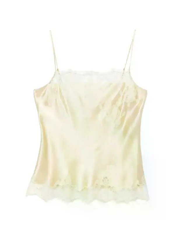 Carine Gilson Lace-detail Silk Camisole - Yellow